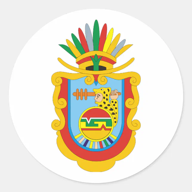 Coat of arms Guerrero Mexico Official Symbol Logo Classic Round Sticker ...