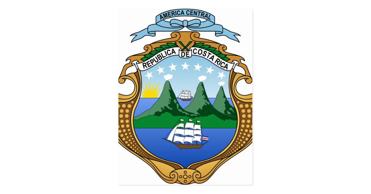 Coat of arms of Costa Rica - Escudo de Costa Rica Postcard | Zazzle.com