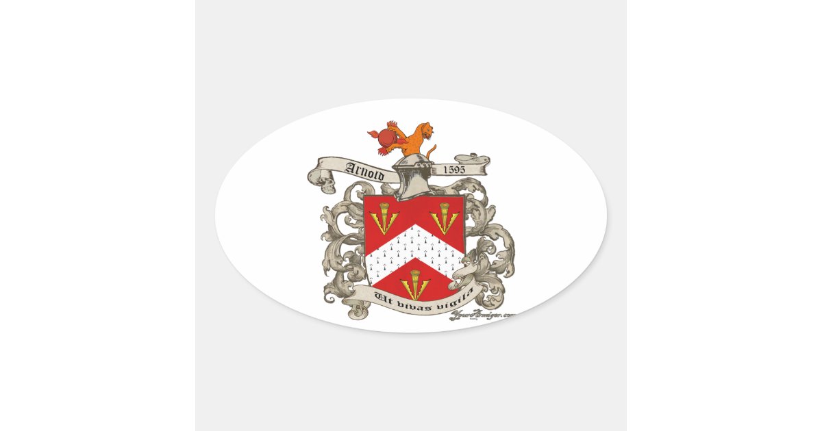 Coat of Arms of Richard Arnold of Dorset, England Oval Sticker | Zazzle.com