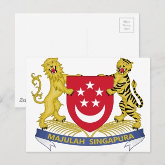Coat of arms of Singapore 新加坡国徽 Emblem Postcard | Zazzle
