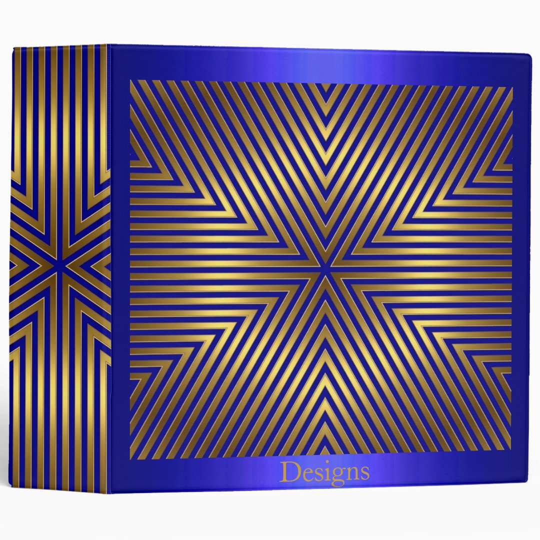 Cobalt Blue and Gold Metal Stripes Binder | Zazzle