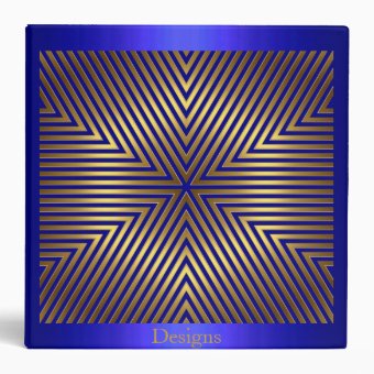 Cobalt Blue and Gold Metal Stripes Binder | Zazzle