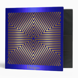 Cobalt Blue and Gold Metal Stripes Binder | Zazzle