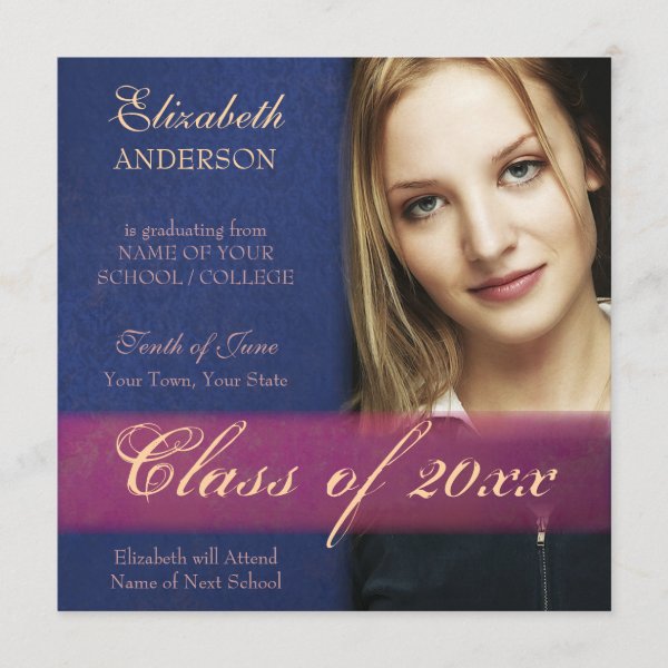 Elegant Damask Grunge Graduation Announcement - Antique Images