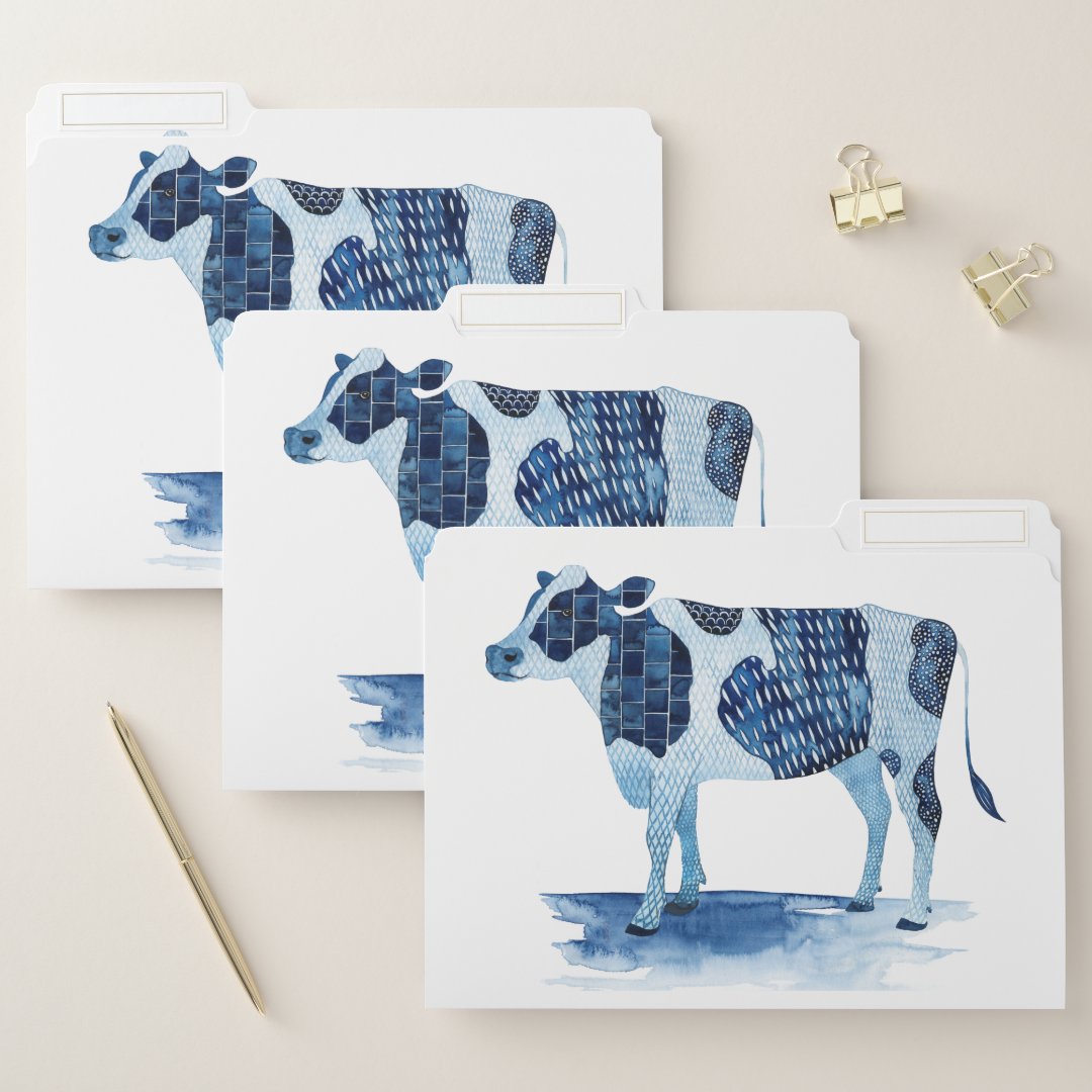 Cobalt Blue Farm Animals - Cow File Folder | Zazzle
