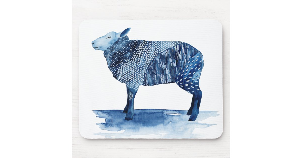 Cobalt Blue Farm Animals - Sheep Mouse Pad | Zazzle