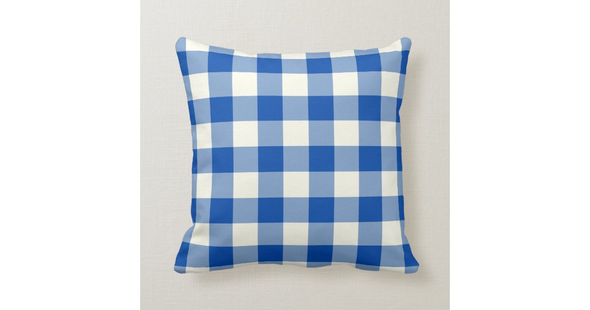 Cobalt Blue Gingham Throw Pillow | Zazzle.com