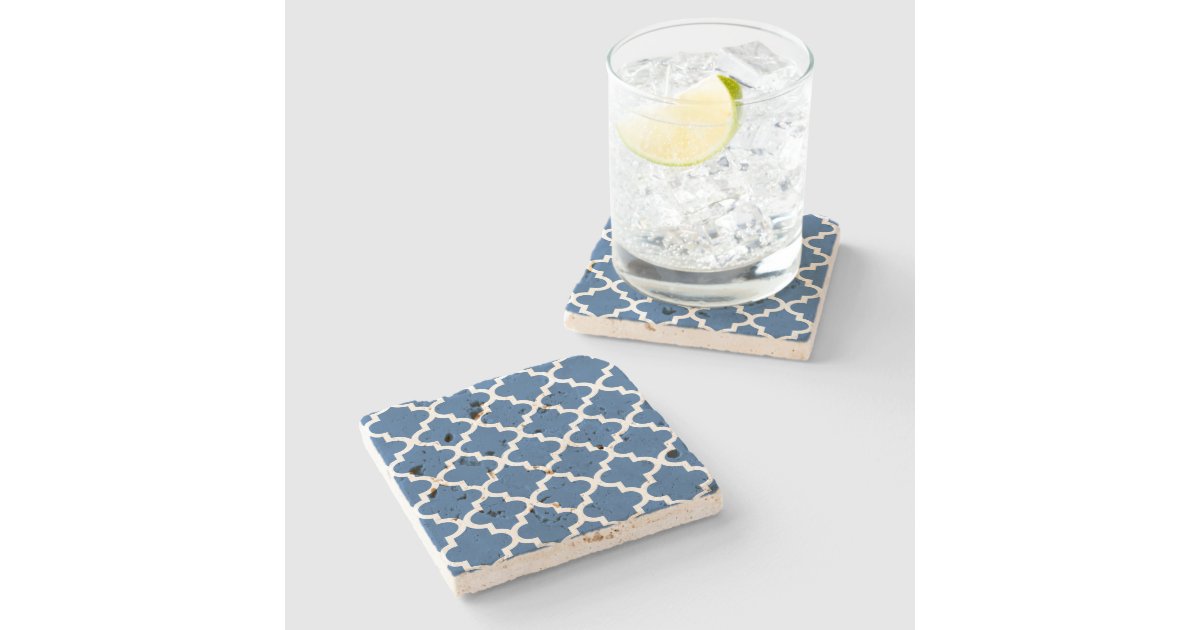 Cobalt Blue Moroccan Tile Trellis Stone Coaster | Zazzle