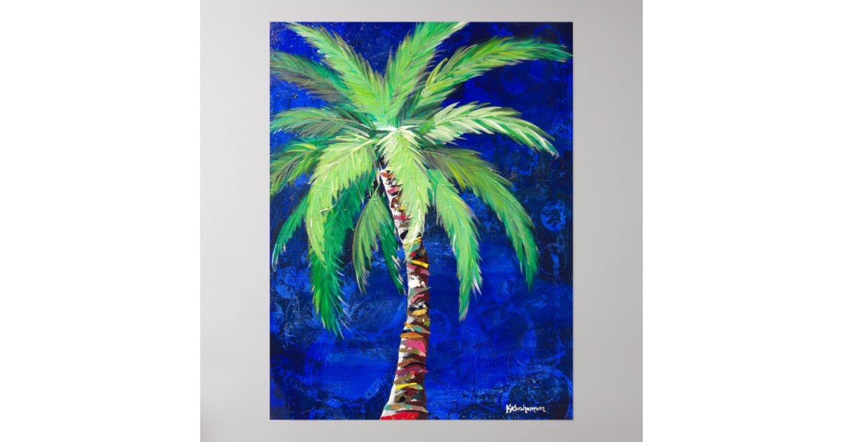 Cobalt Blue Palm Tree poster | Zazzle