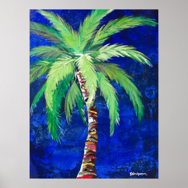 Cobalt Blue Palm Tree poster | Zazzle