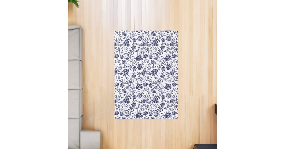 Cobalt Blue Roses Rug | Zazzle