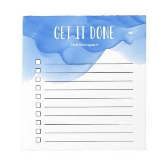 Cobalt Blue Watercolor Personalized To-Do List Notepad | Zazzle