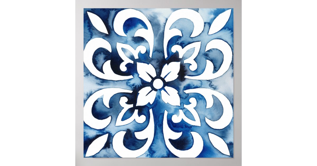 Cobalt Tile II Poster | Zazzle