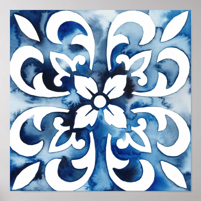 Cobalt Tile II Poster | Zazzle
