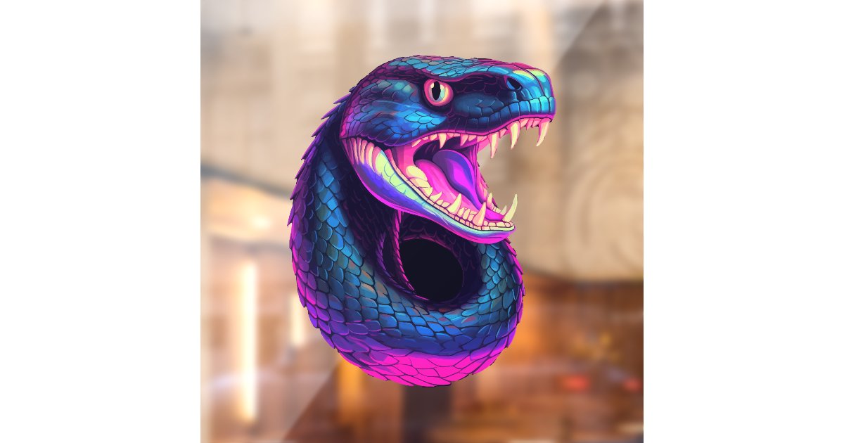 Cobra Snake in Vaporwave Aesthetic Style Window Cling | Zazzle