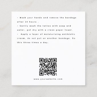 Cobra Snake Tattoo Aftercare Instructions QR Code Square Business Card ...