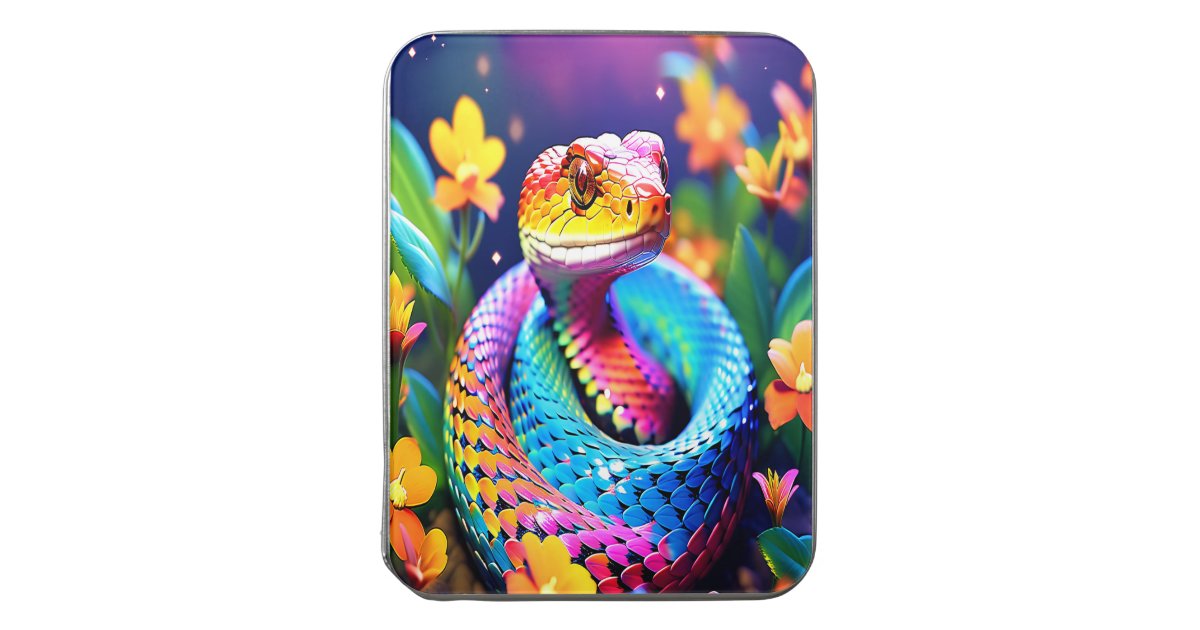 Cobra snake with vibrant turquoise pink and yellow jigsaw puzzle | Zazzle