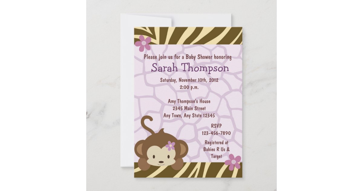 Cocalo Jacana Monkey Baby Shower Invitations | Zazzle