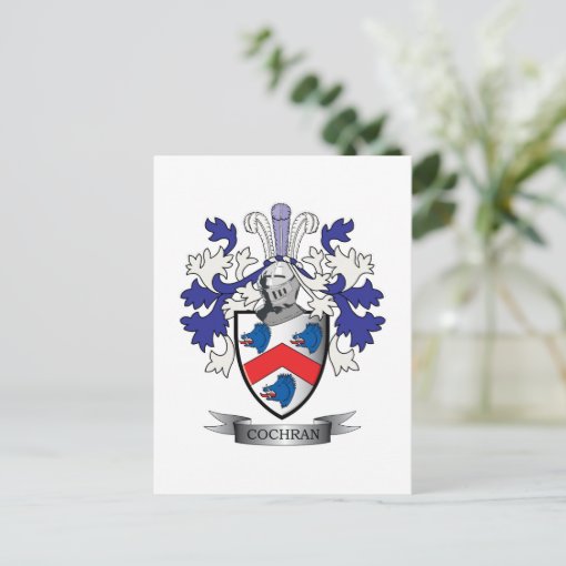Cochran Family Crest Coat of Arms Postcard | Zazzle