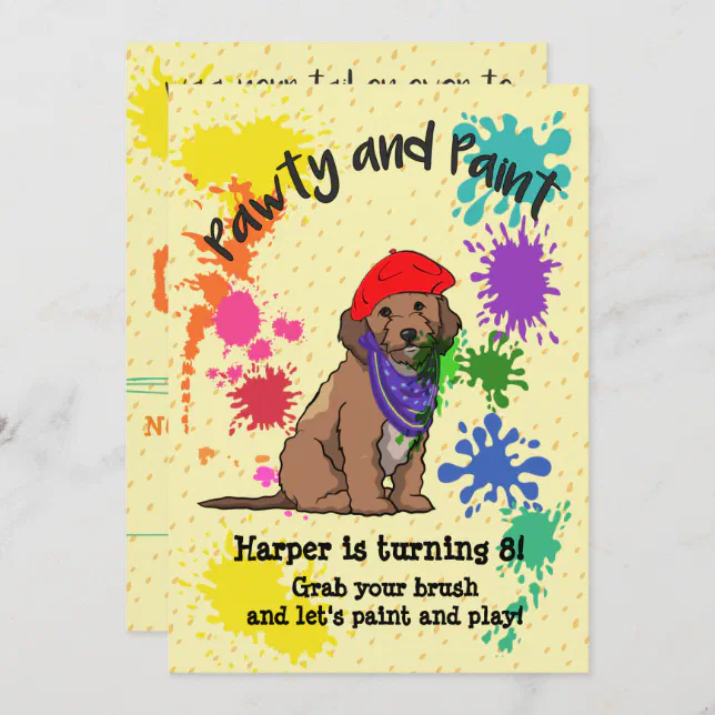 Cockapoo Dog Fun Art Birthday Party Invitation | Zazzle