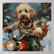 Cockapoo Dog Riding Motorcycle Christmas Poster | Zazzle