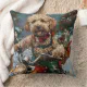Cockapoo Dog Riding Motorcycle Christmas Throw Pillow | Zazzle