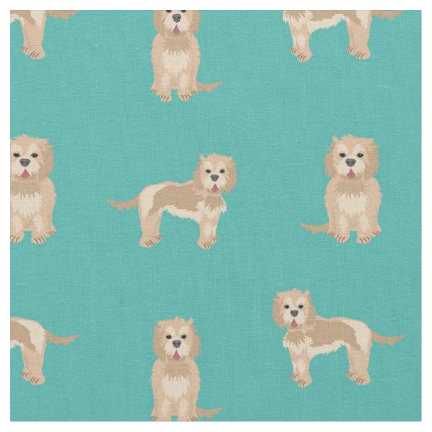 Black cockapoo dog vintage florals turquoise fabric | Zazzle
