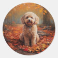 Cockapoo in Autumn Leaves Fall Inspire Classic Round Sticker | Zazzle