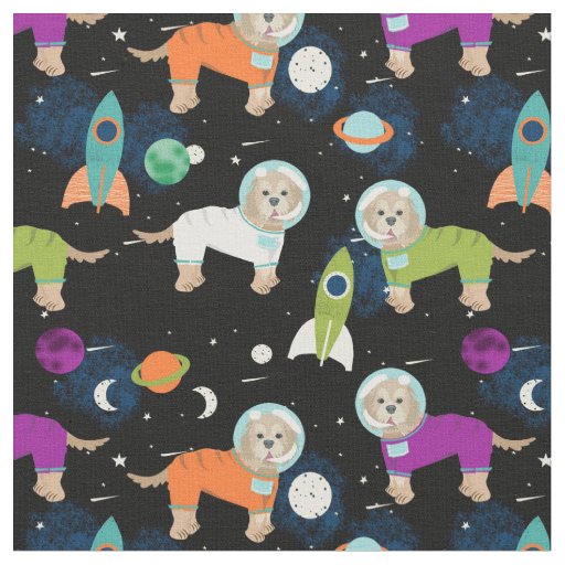 cockapoo space dogs pattern fabric | Zazzle