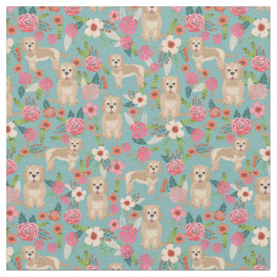 cockapoo dog vintage florals pink fabric | Zazzle