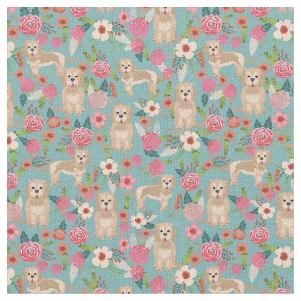 cockapoo dog vintage florals pink fabric | Zazzle