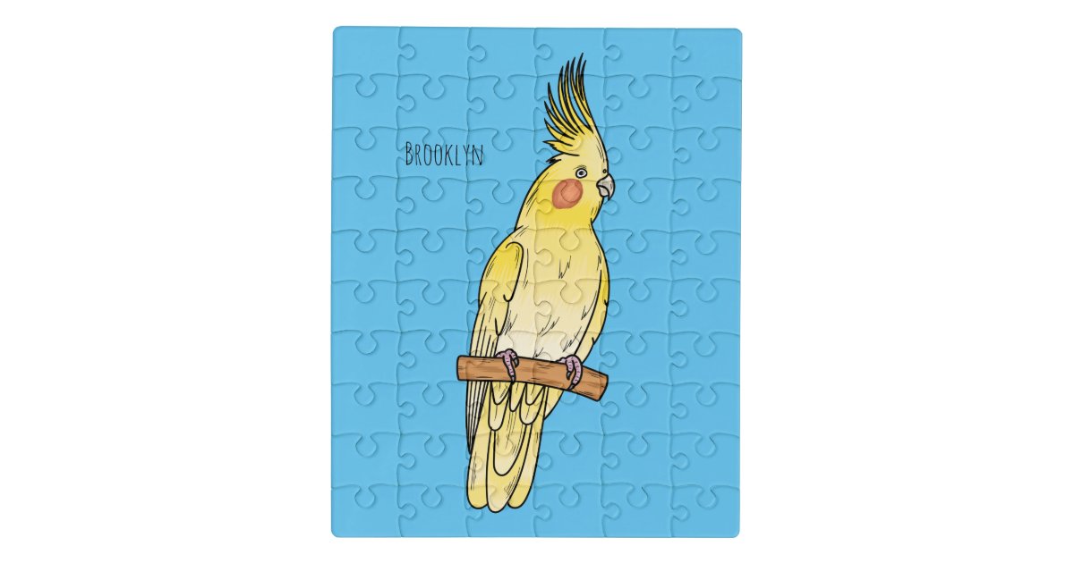 Cockatiel bird cartoon illustration jigsaw puzzle | Zazzle