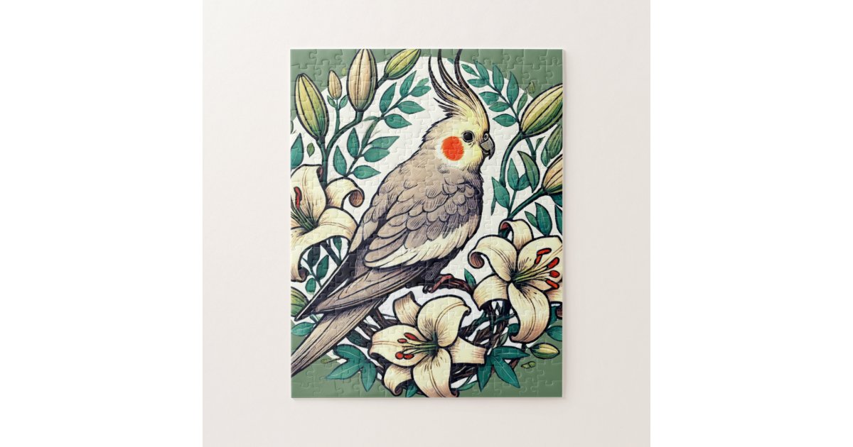 Cockatiel Bird Illustration Jigsaw Puzzle | Zazzle