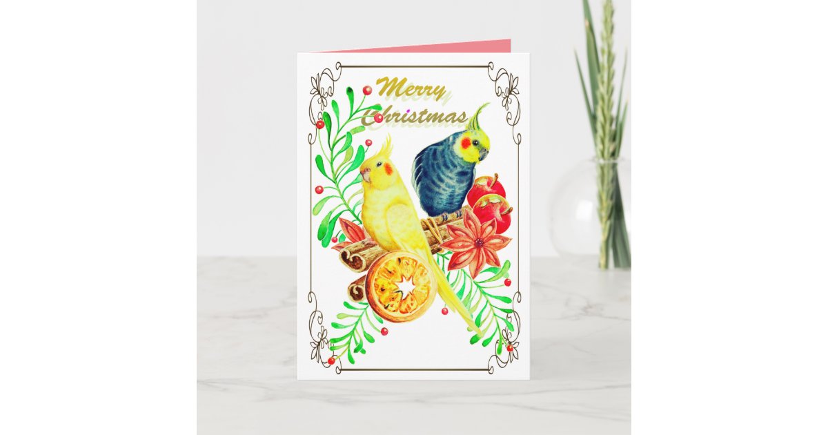 Cockatiel Mistletoe Holiday Card | Zazzle