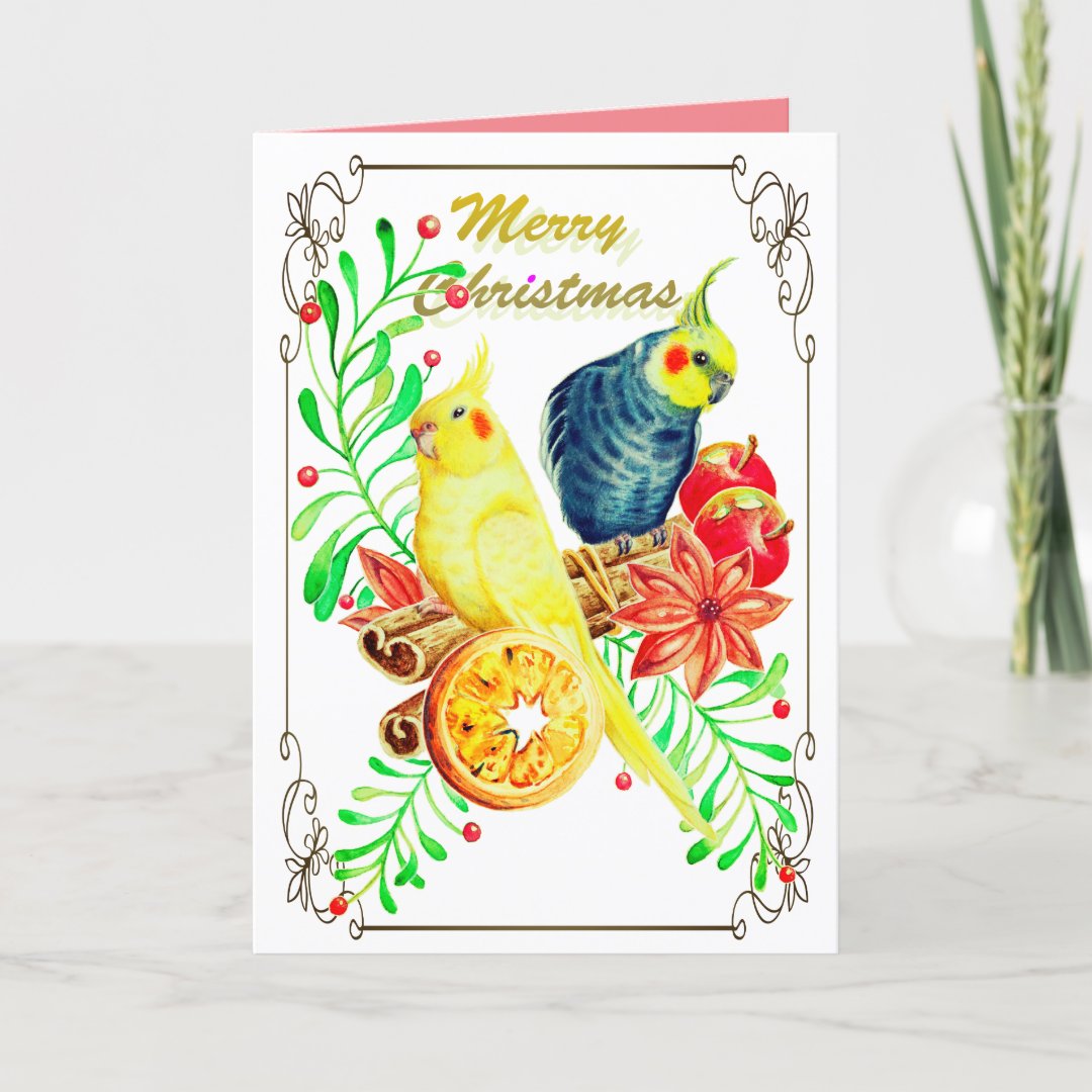 Cockatiel Mistletoe Holiday Card | Zazzle