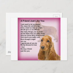 Cocker Spaniel - Friend Poem Postcard | Zazzle