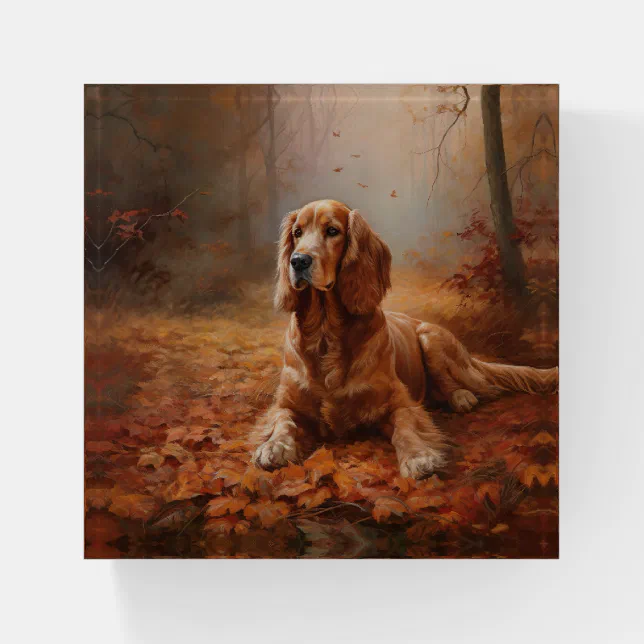 Cocker Spaniel in Autumn Leaves Fall Inspire Paperweight | Zazzle