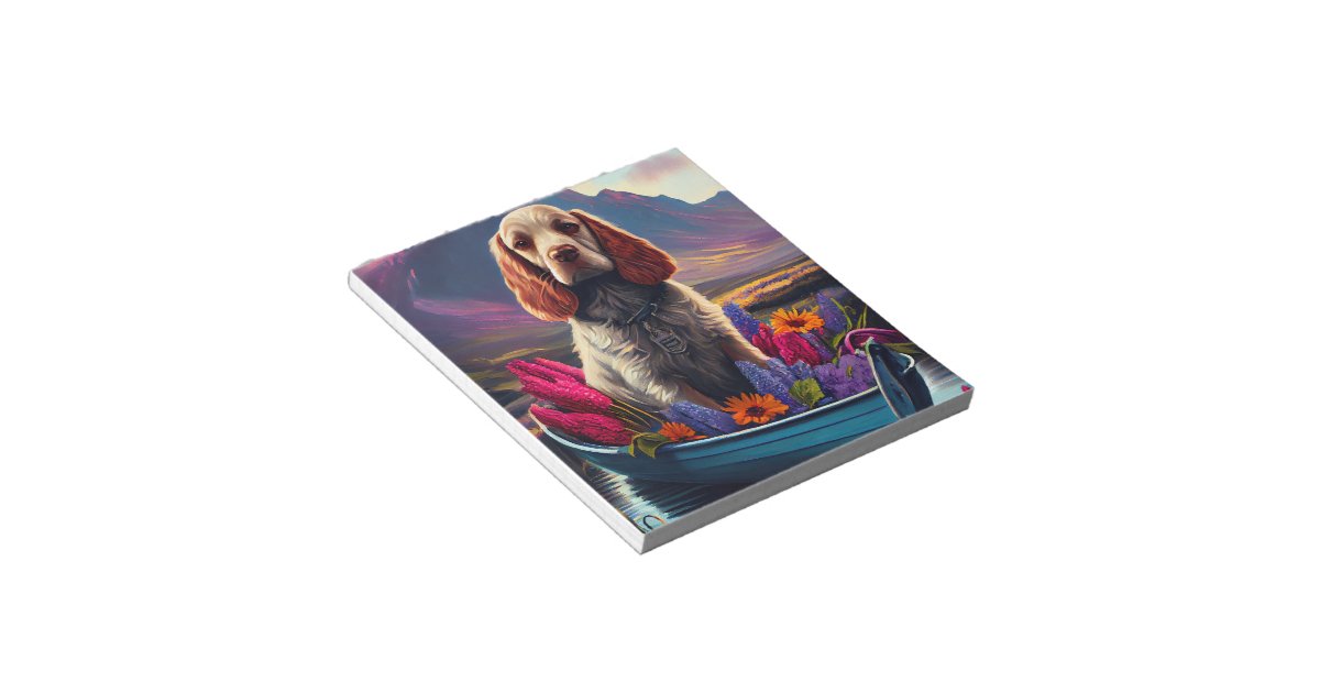 Cocker Spaniel on a Paddle: A Scenic Adventure Notepad | Zazzle