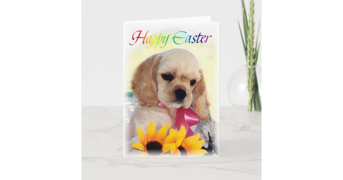 Cocker Spaniel puppy Easter card | Zazzle