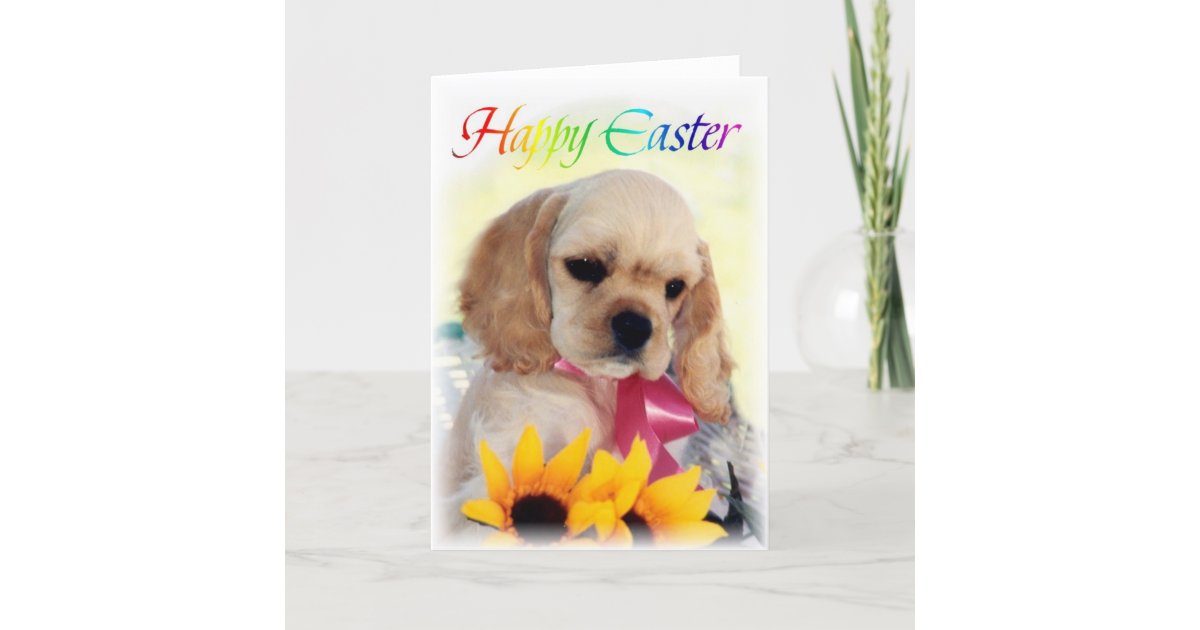 Cocker Spaniel puppy Easter card | Zazzle