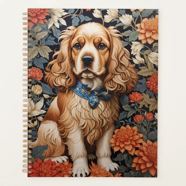 Cocker Spaniel William Morris Inspired Floral Planner | Zazzle