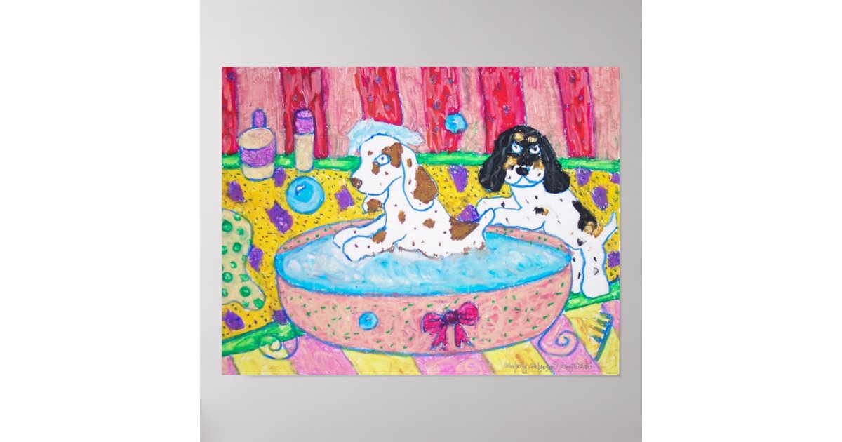 Cocker Spaniels Take a Bath Poster | Zazzle