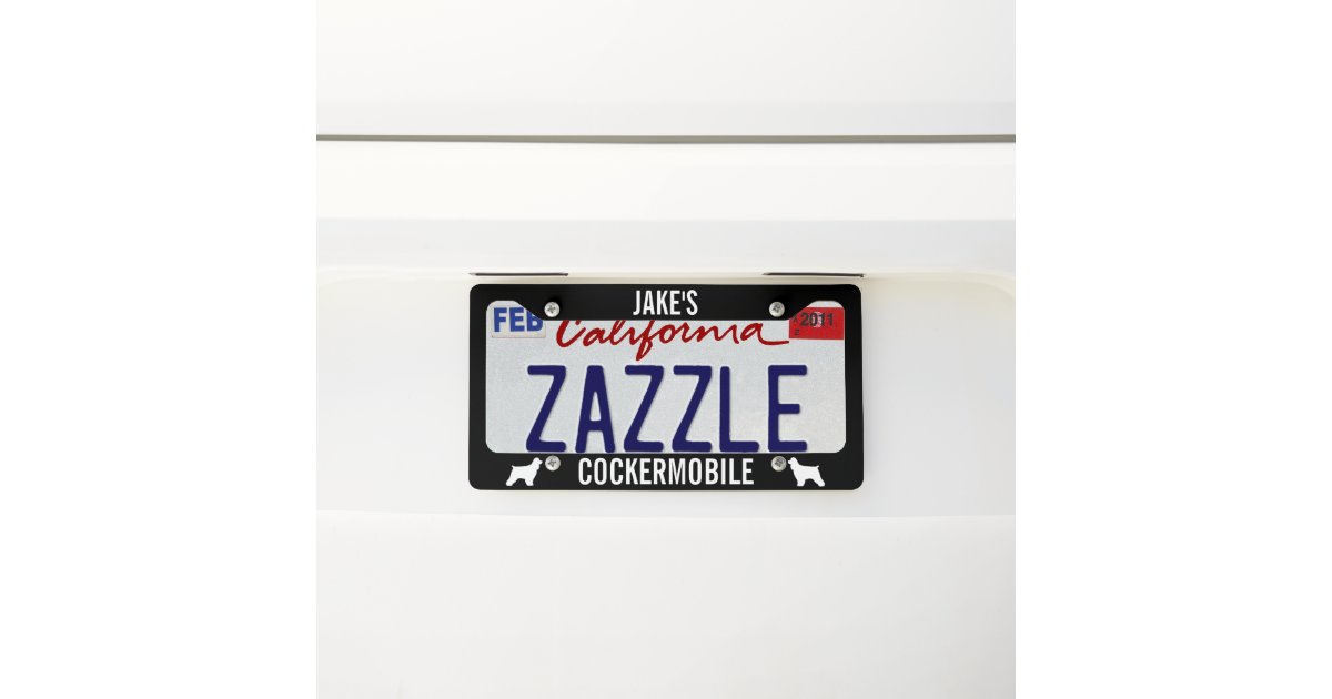 Cockermobile Cocker Spaniel Dog Silhouettes Custom License Plate Frame ...