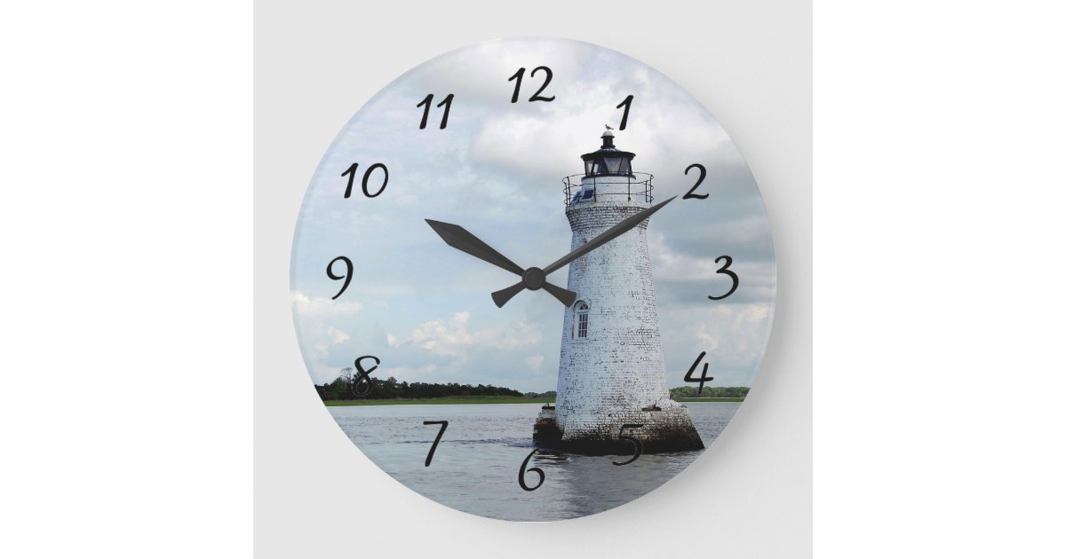 Cockspur Island Lighthouse Large Clock | Zazzle