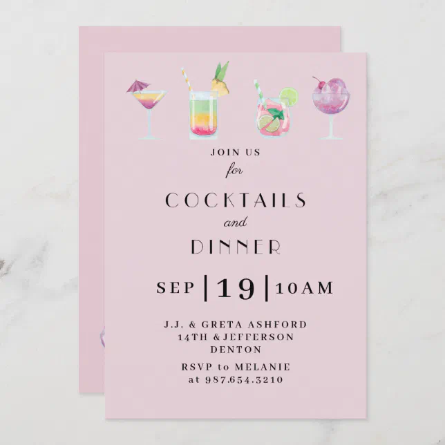 Cocktail and drinks party invitation | Zazzle
