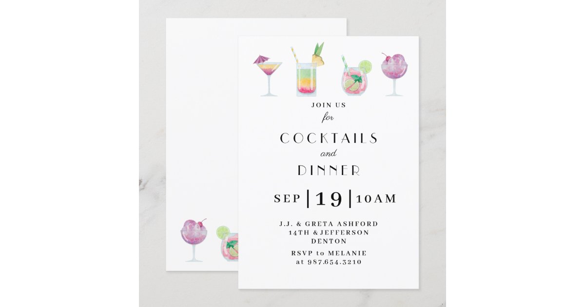 Cocktail and drinks party invitation | Zazzle