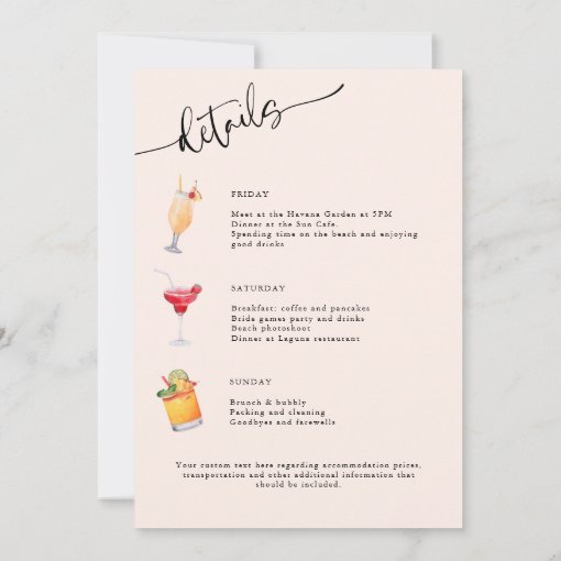Cocktail Bachelorette Weekend Party Calligraphy Invitation | Zazzle