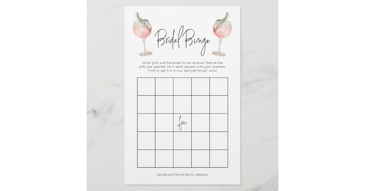 Cocktail Bridal Bingo Bachelorette Game | Zazzle