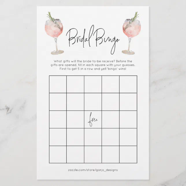 Cocktail Bridal Bingo Bachelorette Game | Zazzle