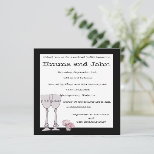 Cocktail Buffet Invitation in Black and White | Zazzle